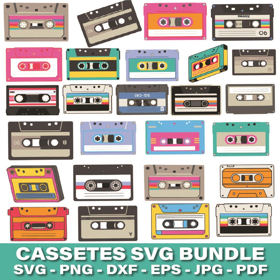 Cassette SVG Bundle, Retro Cassette Vector, Vintage Tape Svg, Cassette ...