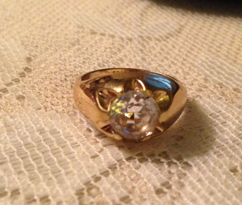 18 KT HGE CZ Mens Ring ~ Cocktail, Wedding ~ Cubic Zirconia Heavy Gold ...