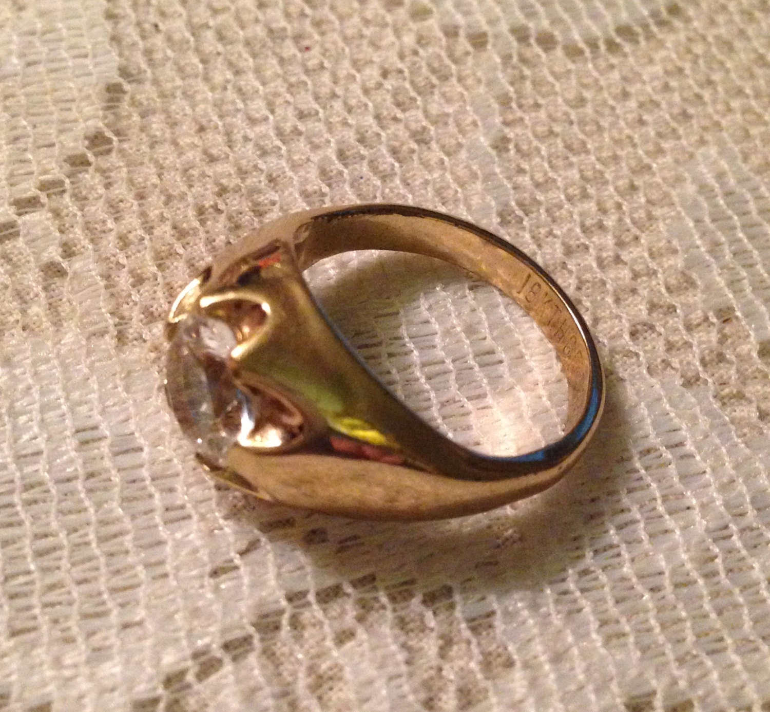 18 KT HGE CZ Mens Ring ~ Cocktail, Wedding ~ Cubic Zirconia Heavy Gold ...