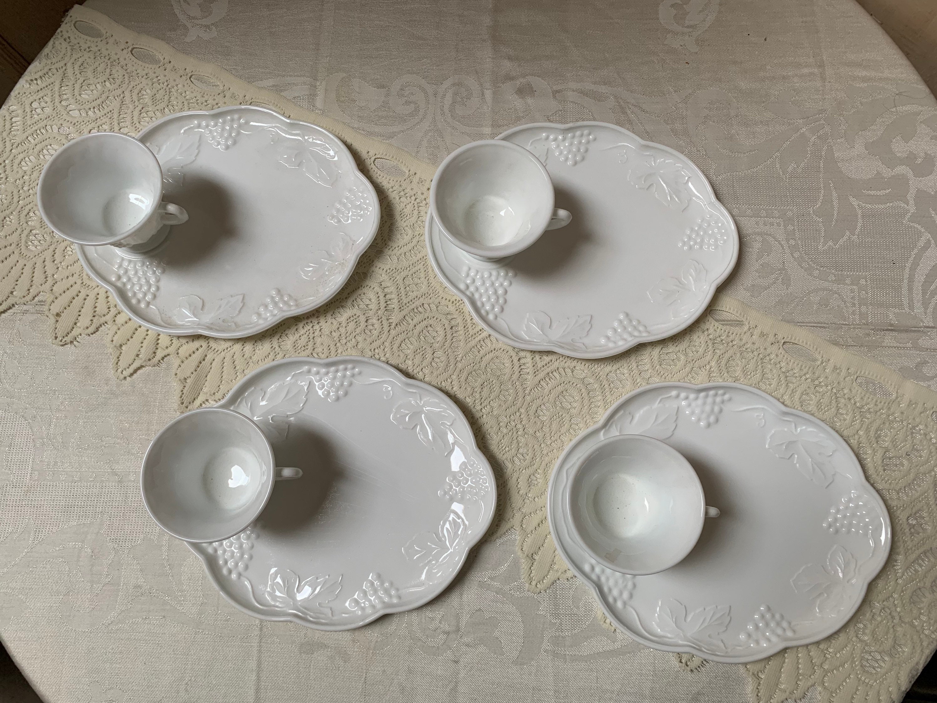 Vintage Colony Harvest Milk Glass 8 Piece Snack Set, Harvest Milk Glass ...