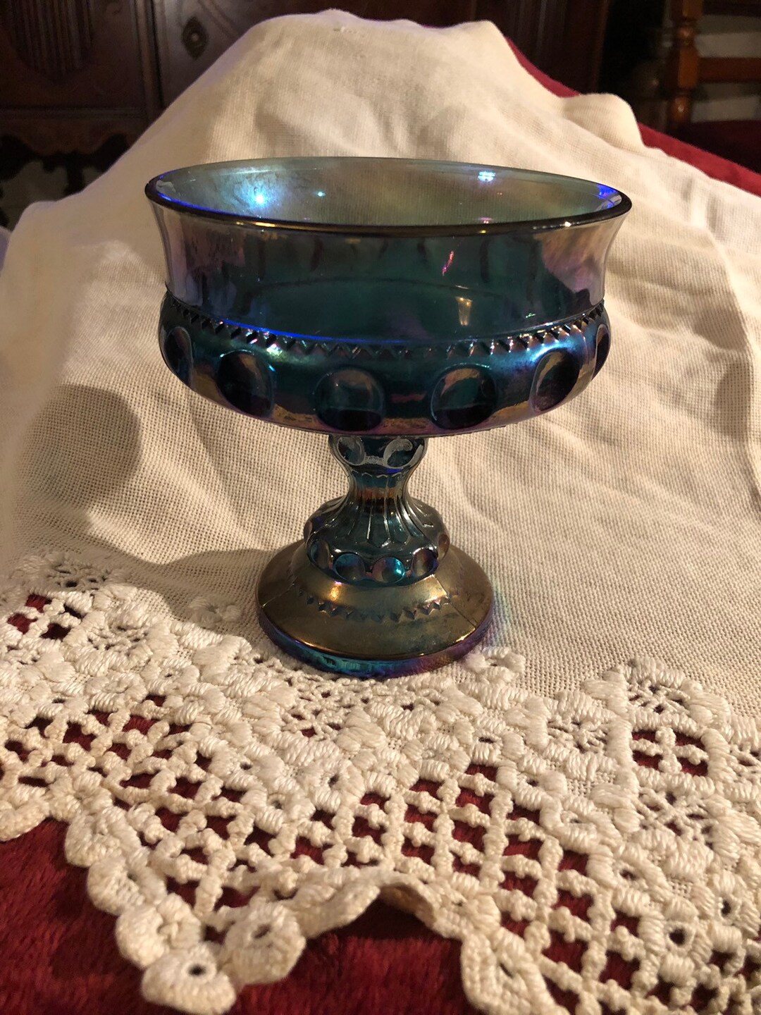 Vintage Purple Carnival Glass Compote Dish - Etsy