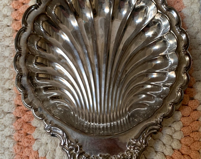 Vintage Crescent Silver Seashell Clam Shellcondiment Candy Trinket Dish ...