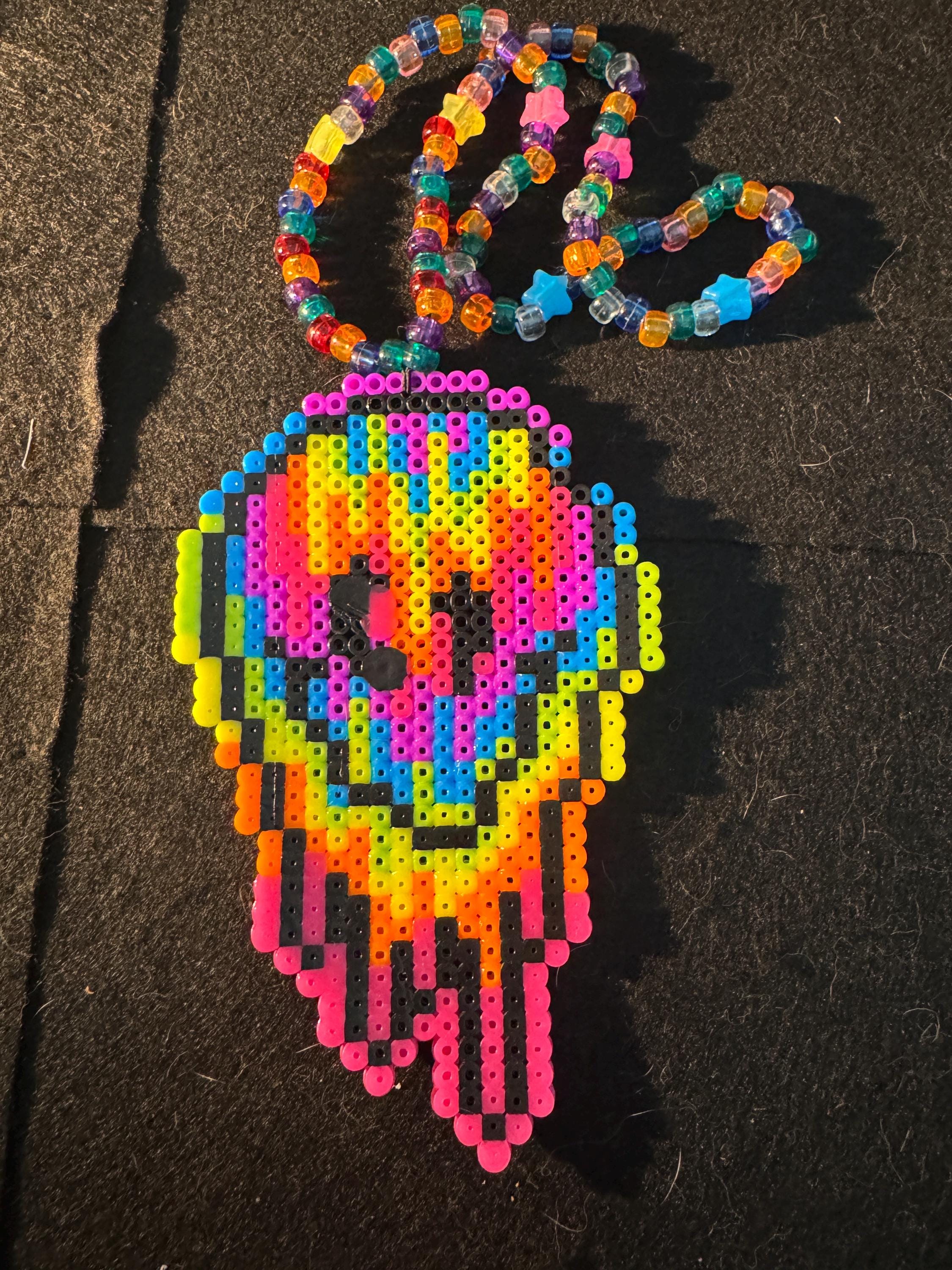 Melting Face Perler Bead Necklace: Psychedelic Kandi Rave Jewelry - Etsy