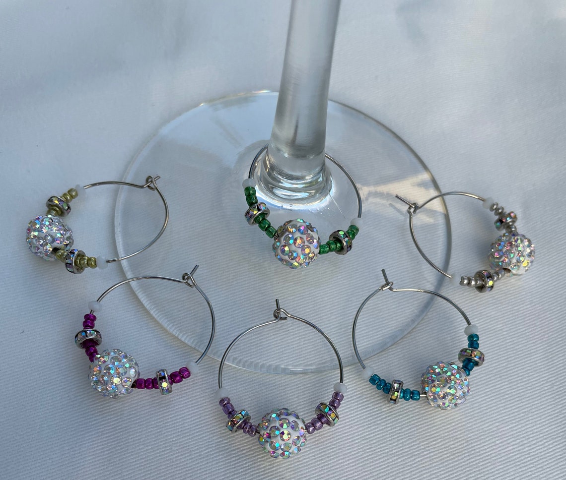 Wine Charms: Elegant Rainbow Sparkling Wine Charms With - Etsy