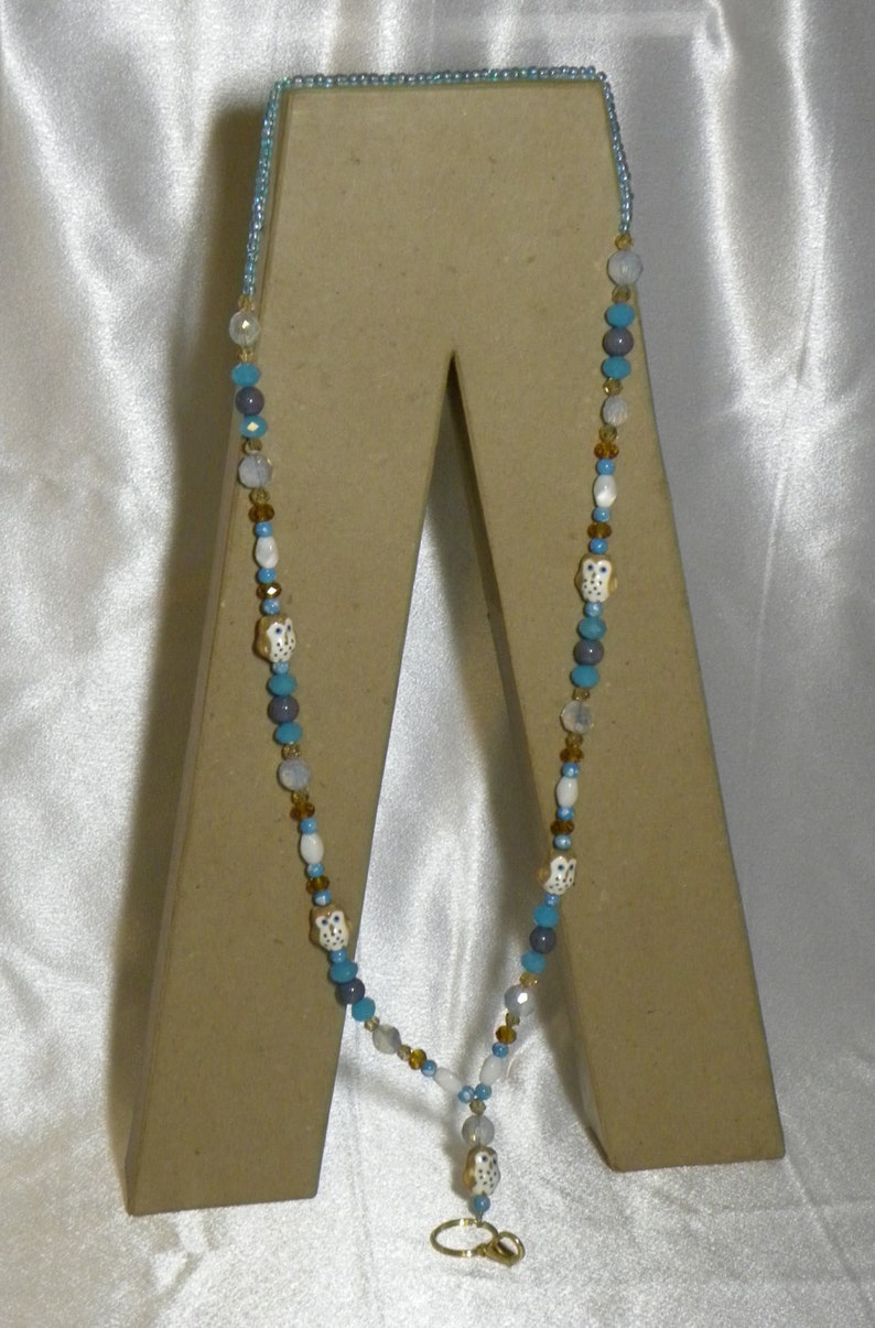 Key/badge Holder Lanyard: Ocean Blue Gray Brown and Smoky - Etsy