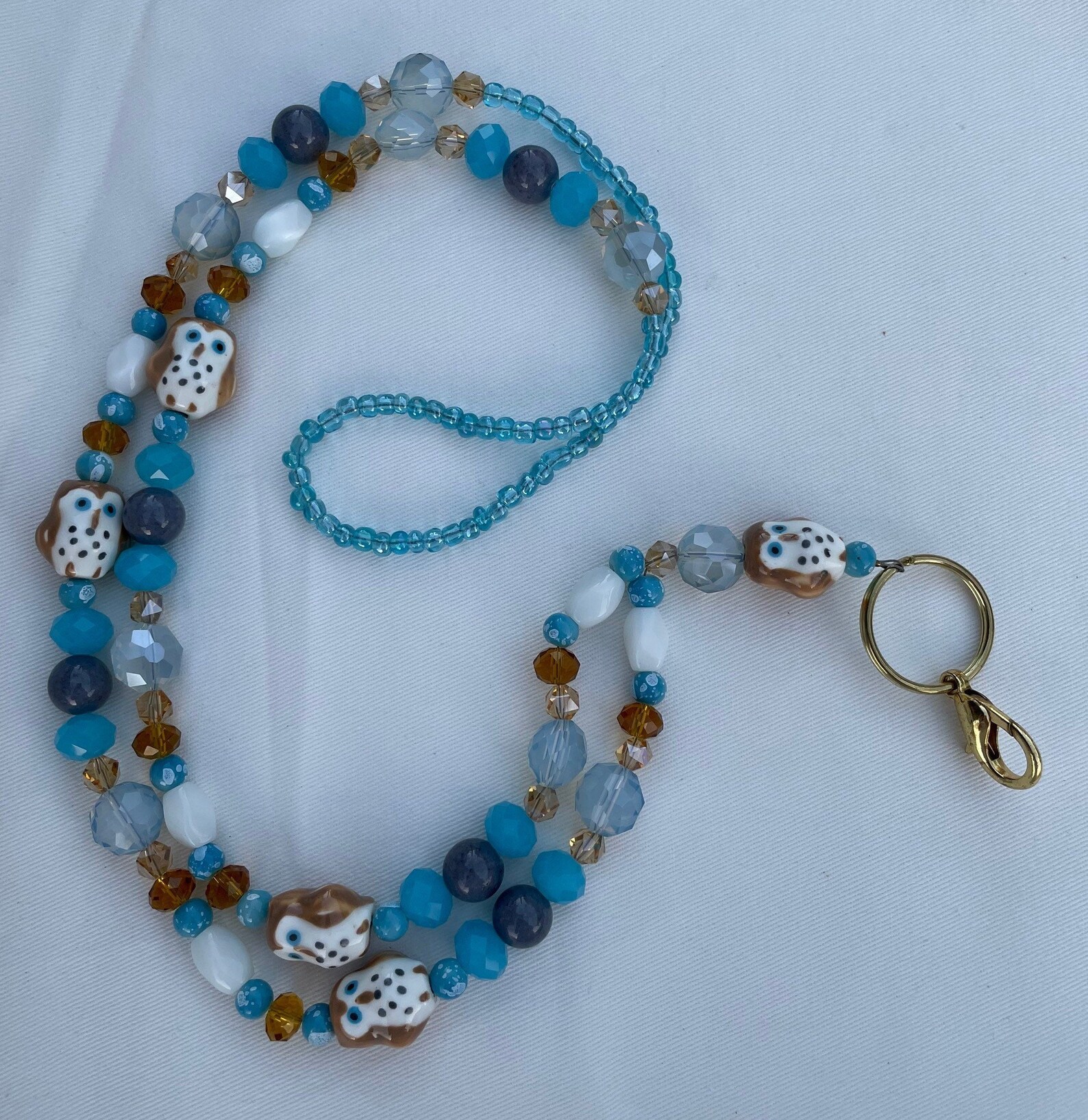 Key/badge Holder Lanyard: Ocean Blue Gray Brown and Smoky - Etsy