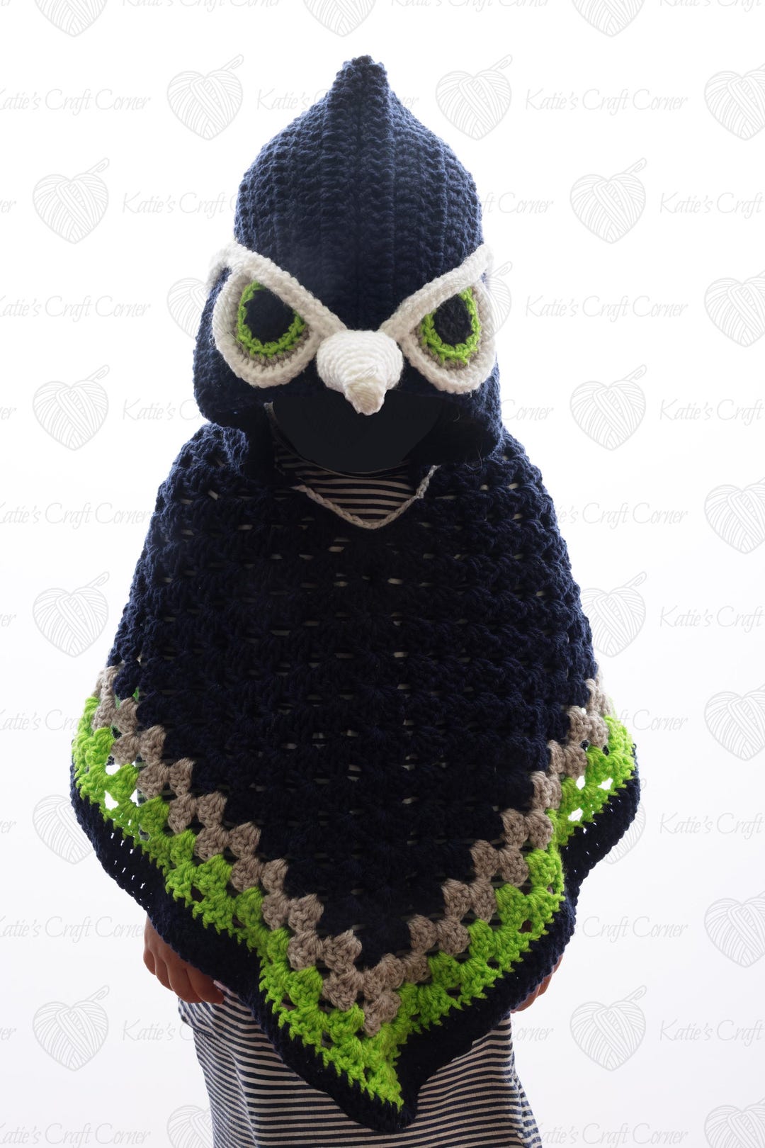 Seahawks Crochet Poncho for Kids | Handmade Football Color Poncho - Etsy