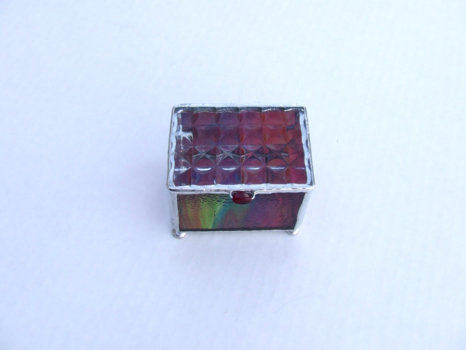 Stained Glass Box With Colorful Streaky Stained Glass and Clear ...