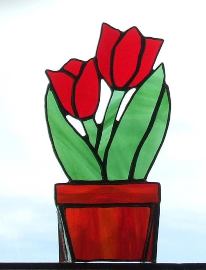 Stained Glass Pattern for Standing Flower Pots or Hanging Flower Pots ...