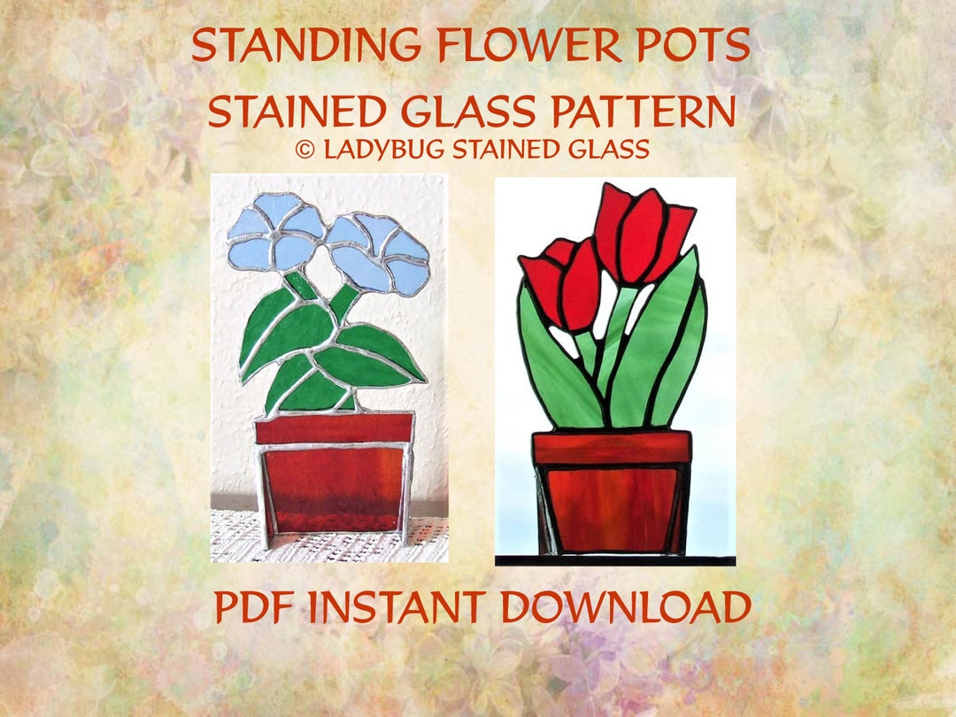 Stained Glass Pattern for Standing Flower Pots or Hanging Flower Pots ...