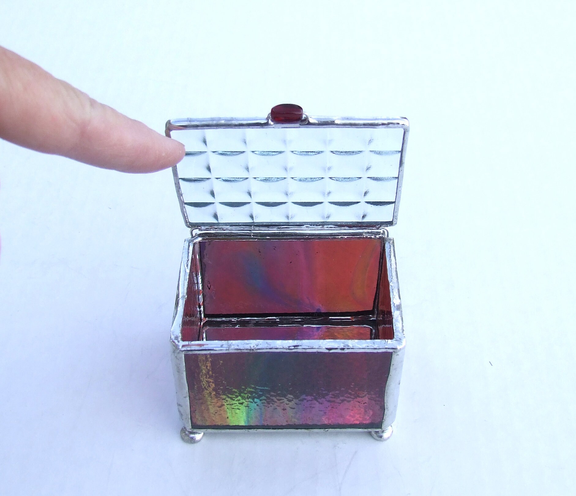 Stained Glass Box With Colorful Streaky Stained Glass and Clear ...