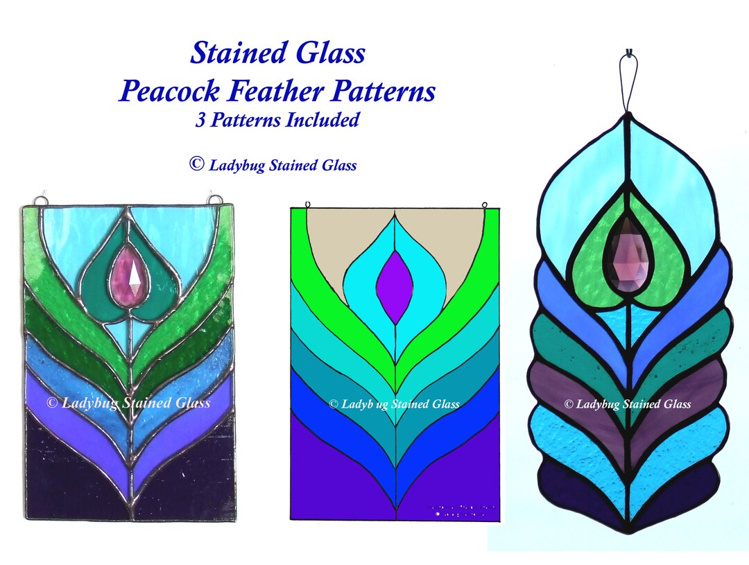 Stained Glass Peacock Feather Patterns - PDF PATTERN to Make Stained ...