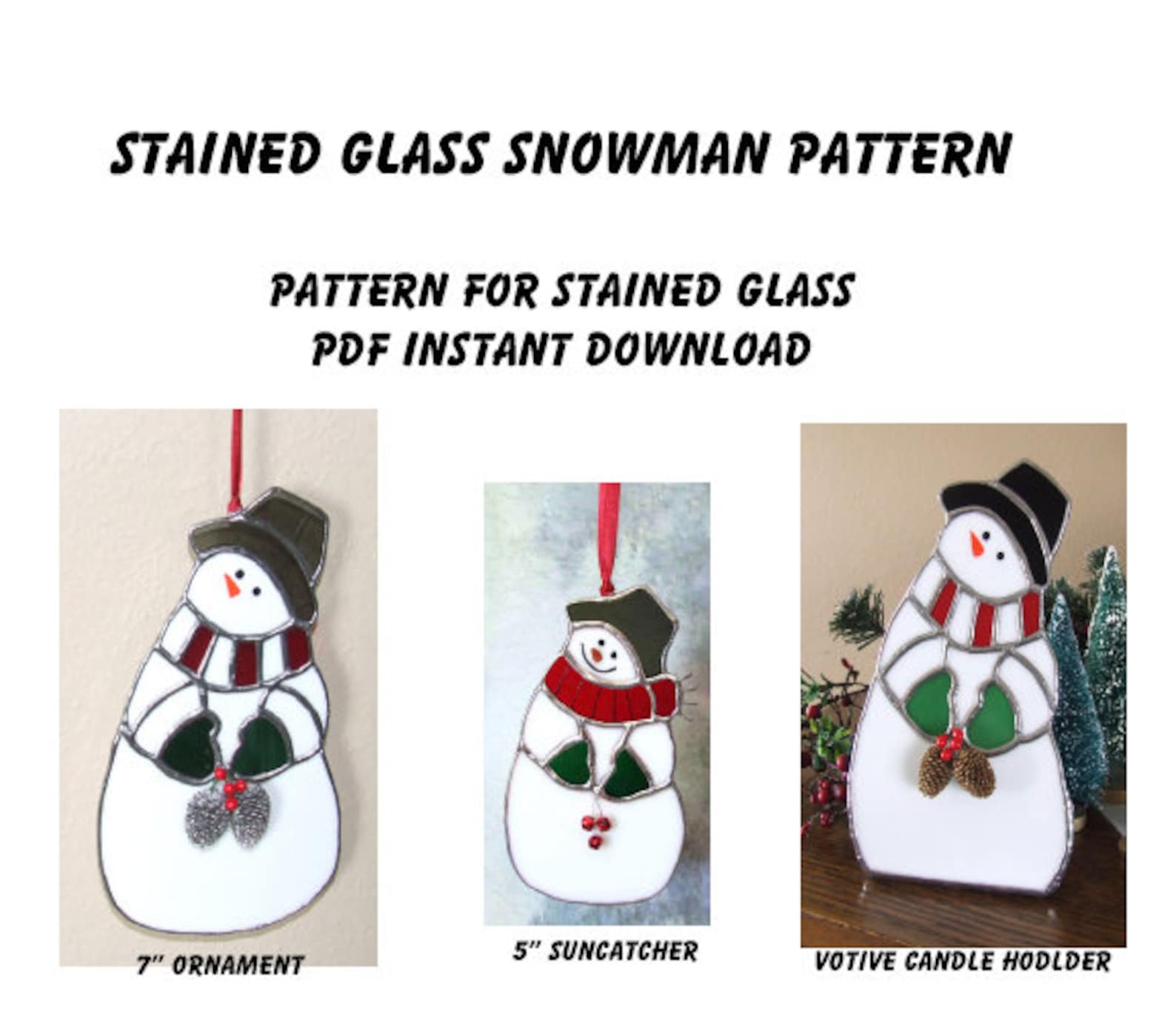 Stained Glass Snowman PATTERN for Stained Glass Artists to Make A ...