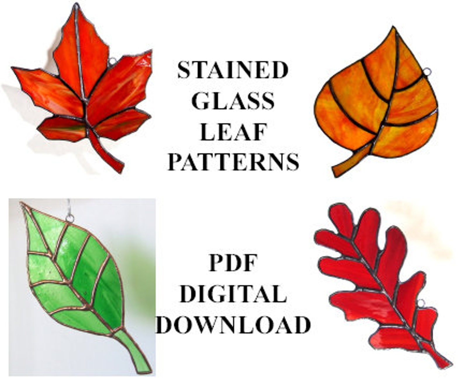 Stained Glass Leaf PATTERNS Celebrate Autumn With These Four - Etsy Canada
