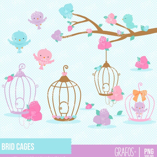 Bird Cage Clipart - Etsy