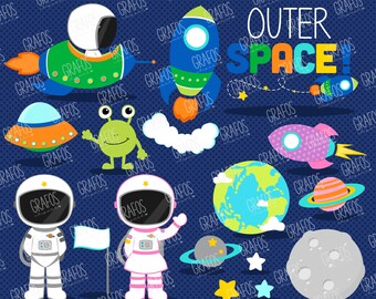 Doodle Little Boy Astronaut With Numbering Digital Clipart Set - Etsy