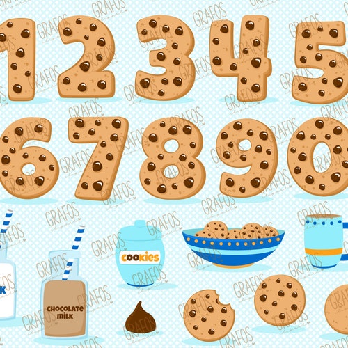 COOKIES NUMBERS Digital Clipart Set Cookies Clipart - Etsy