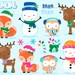 WINTER FRIENDS 1 - Digital Clipart Set, Merry Christmas Clipart ...
