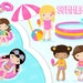 GIRLS POOL PARTY - Digital Clipart Set, Pool Clipart, Summer Clipart ...
