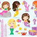 MERMAIDS - Digital Clipart Set, Mermaids Clipart, Summer Clipart ...