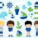 NAUTICAL BOYS - Digital Clipart Set, Nautical Clipart , Navy Clipart ...