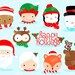CHRISTMAS FACES - Digital Clipart Set, Merry Christmas Clipart ...