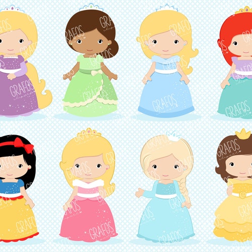 FAIRYTALE PRINCESS 1 Digital Clipart Set Princess Clipart - Etsy