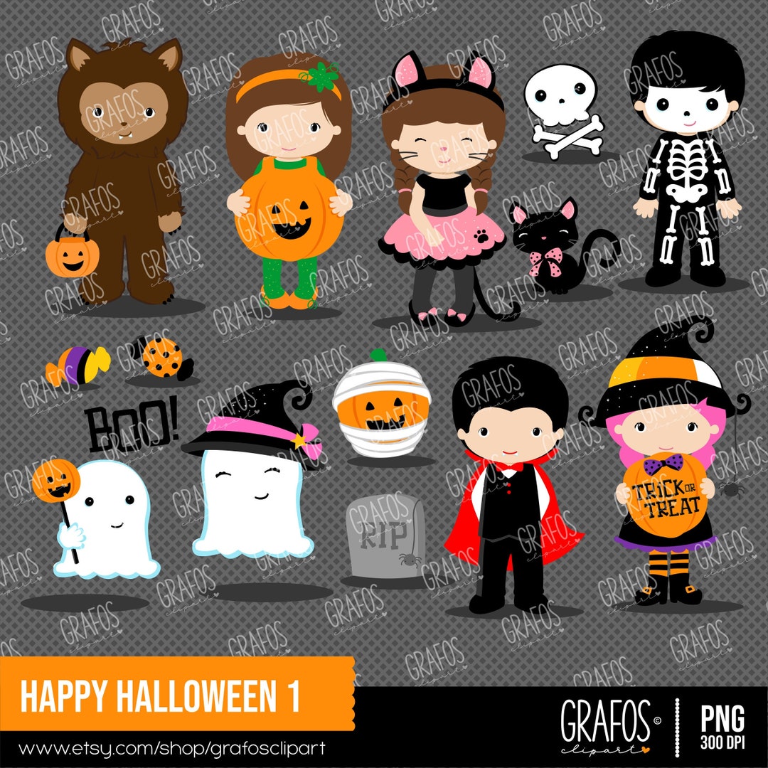 HAPPY HALLOWEEN 1 - Digital Clipart Set, Halloween Clipart - Etsy