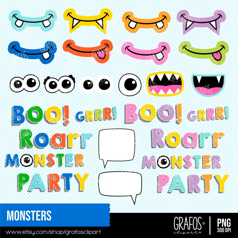 MONSTERS Digital Clipart Set Monsters Clip Art Photo - Etsy