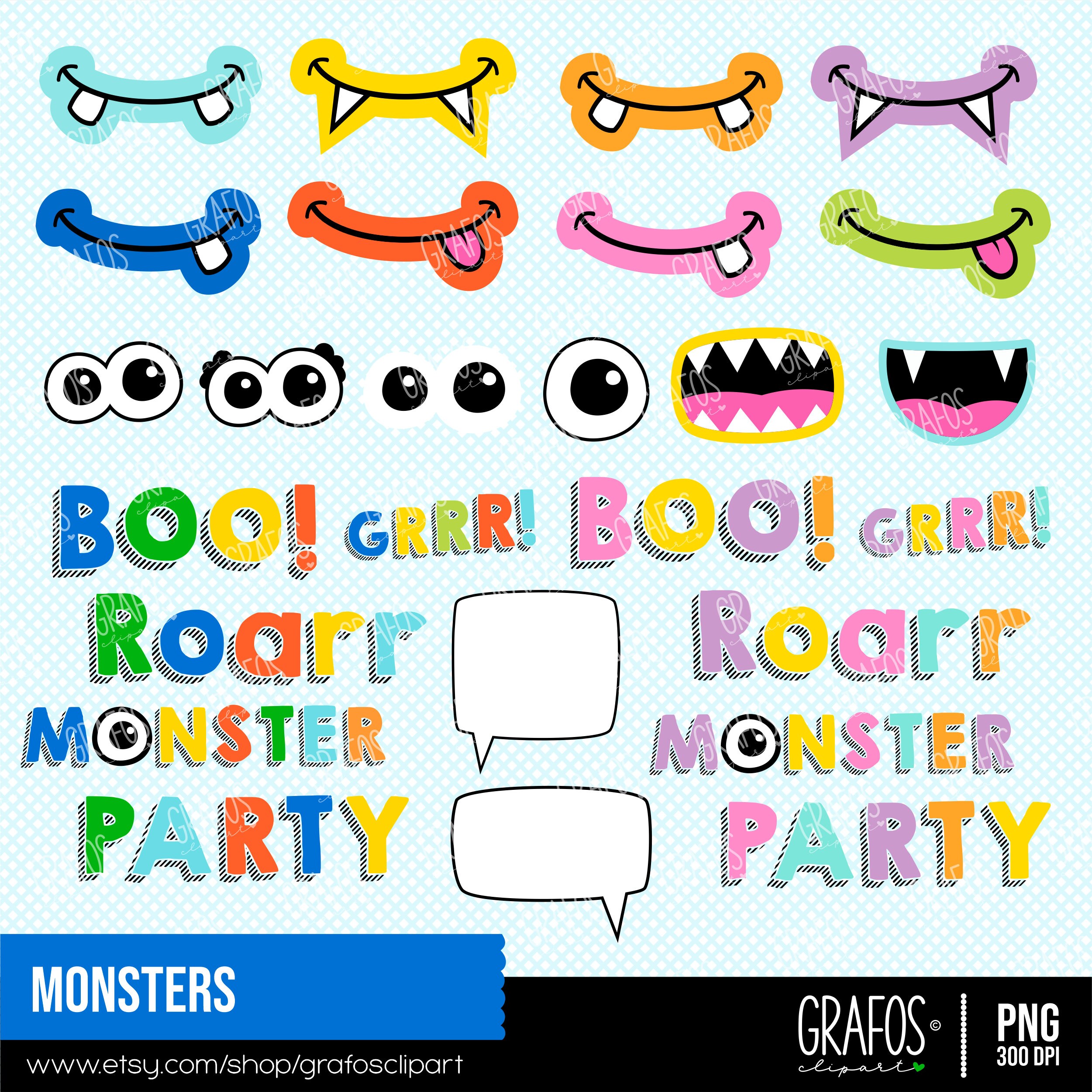 MONSTERS Digital Clipart Set Monsters Clip Art Photo - Etsy UK