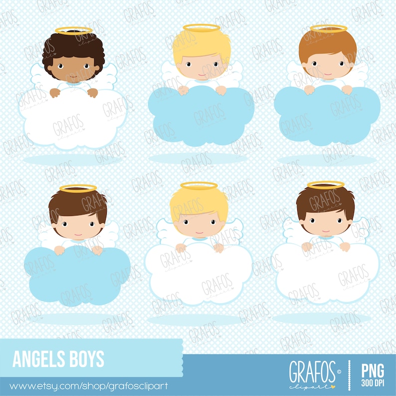 ANGELS BOYS - Digital Clipart Set, Angels Clipart, Baptism Clipart ...