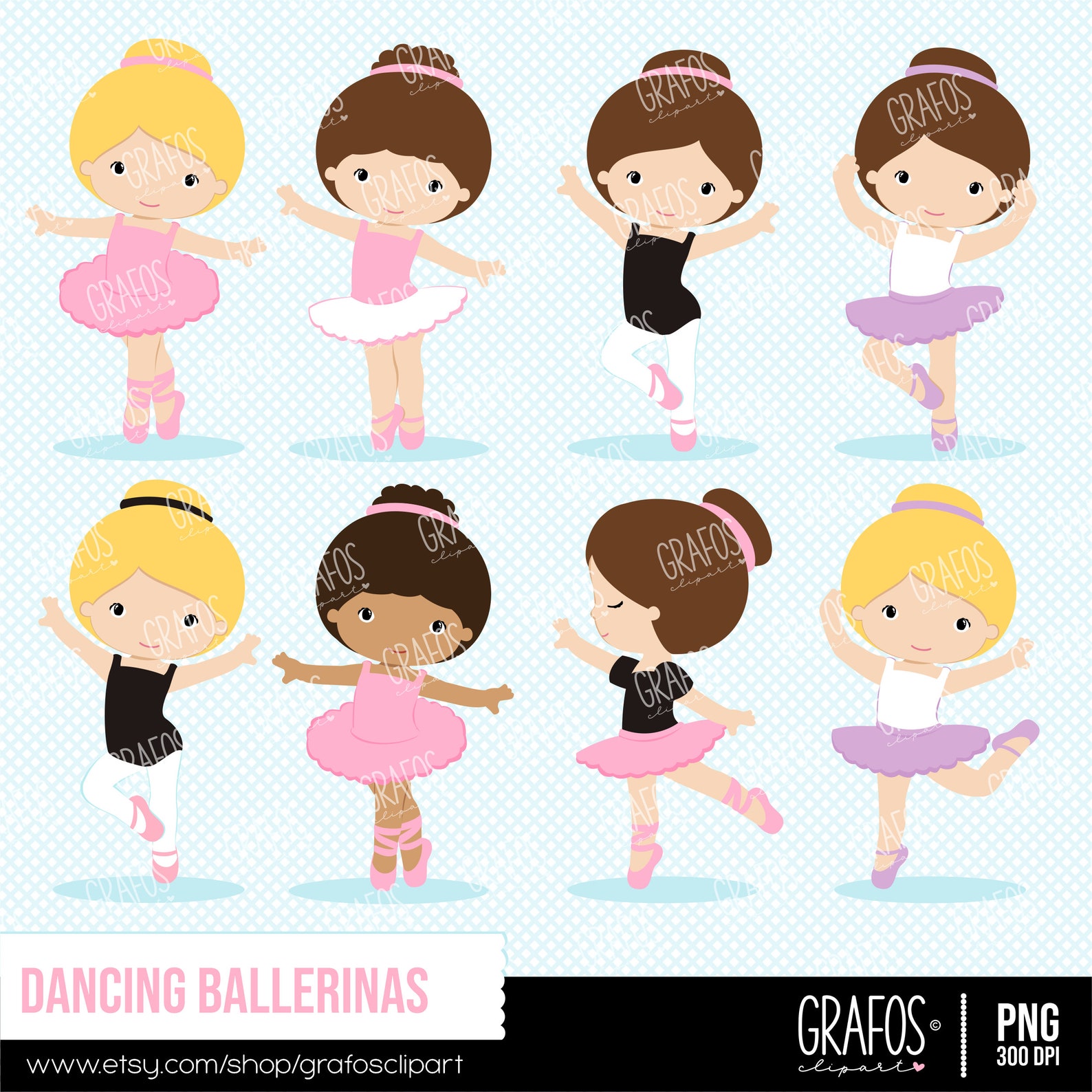 DANCING BALLERINA Digital Clipart Set Ballerina Clipart - Etsy