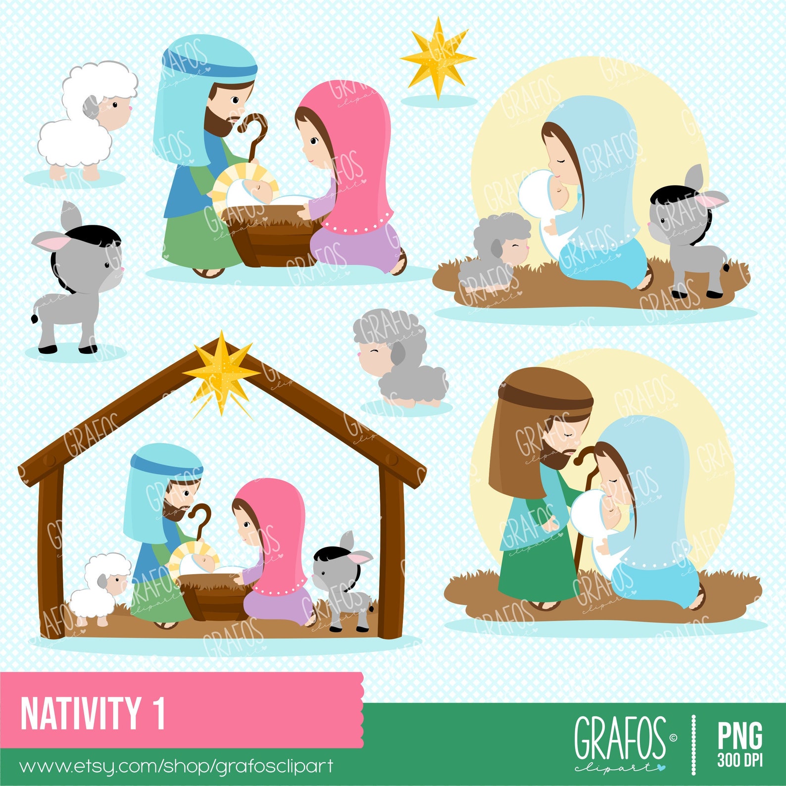 NATIVITY 1 Digital Clipart Set Nativity Clipart Christmas - Etsy