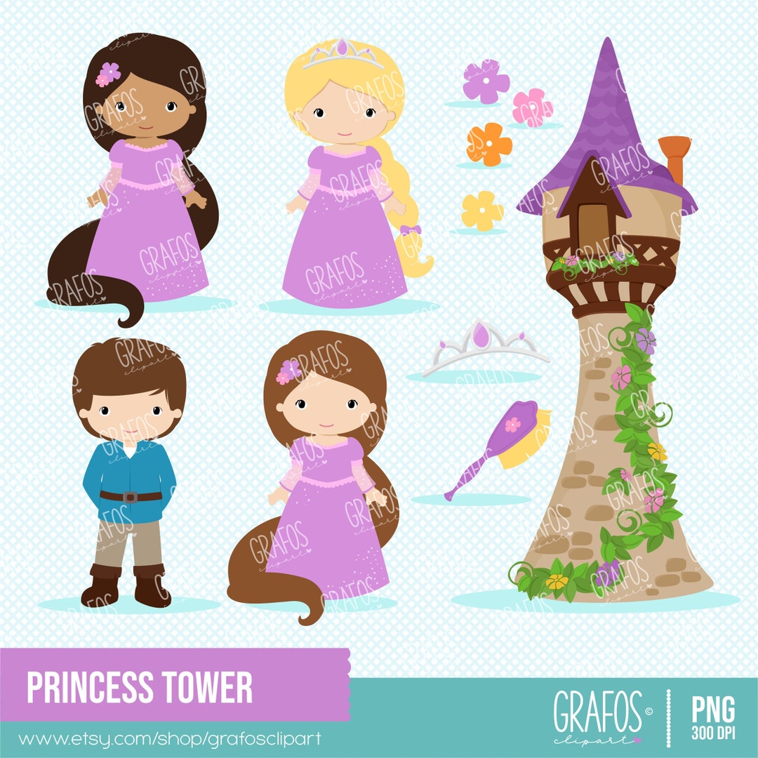 PRINCESS TOWER - Digital Clipart Set, Princess Clipart, Fairytale ...