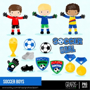 SOCCER BOYS - Digital Clipart Set, Soccer Clipart , Play Soccer Clipart ...