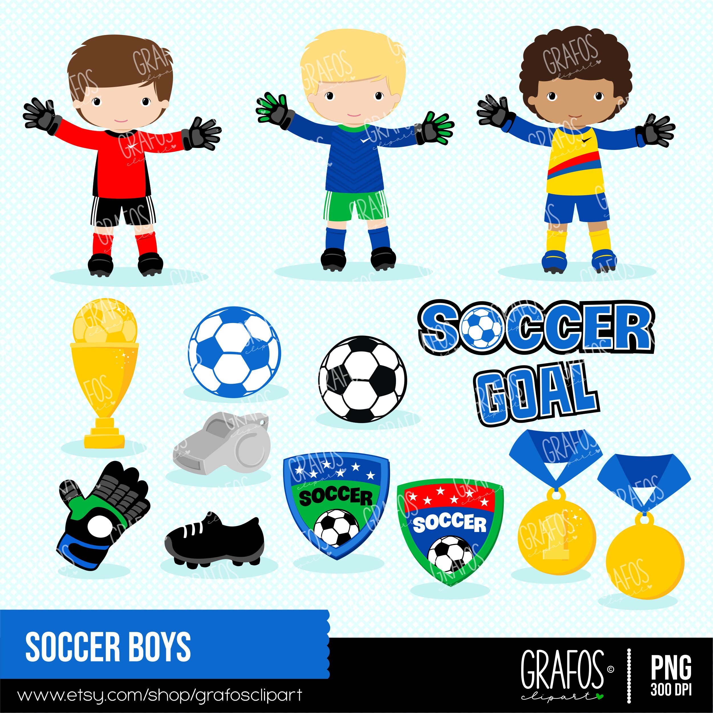SOCCER BOYS Digital Clipart Set Soccer Clipart Play - Etsy Canada
