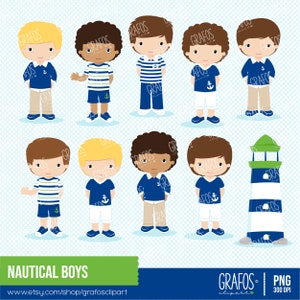 NAUTICAL BOYS - Digital Clipart Set, Nautical Clipart , Navy Clipart ...