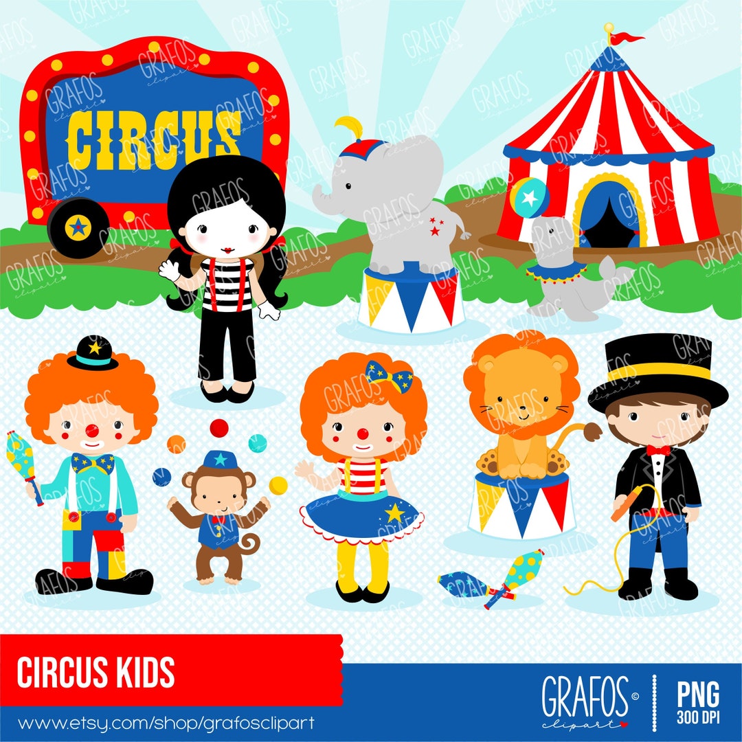 CIRCUS KIDS - Digital Clipart Set, Circus Clipart, Clowns Clipart ...
