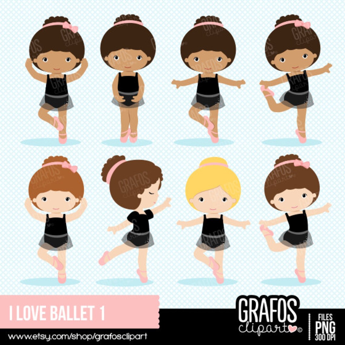 I LOVE BALLET 1 Digital Clipart Set Ballerina Clipart | Etsy