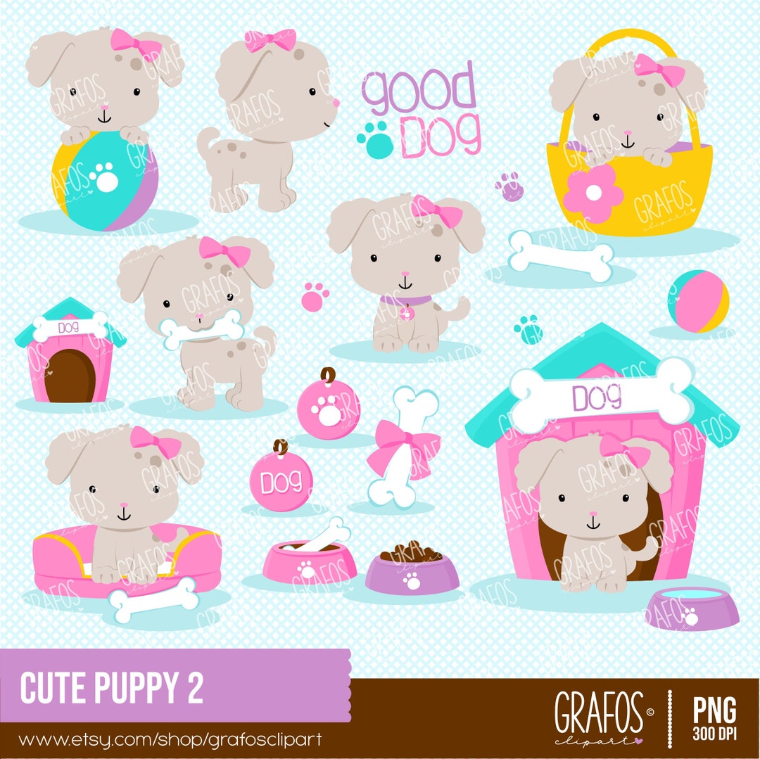 CUTE PUPPY 2 Digital Clipart Set, Puppy Clipart, Dog Clipart, Pets ...
