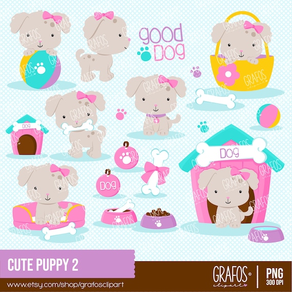 CUTE PUPPY 2 Digital Clipart Set Puppy Clipart Dog - Etsy New Zealand