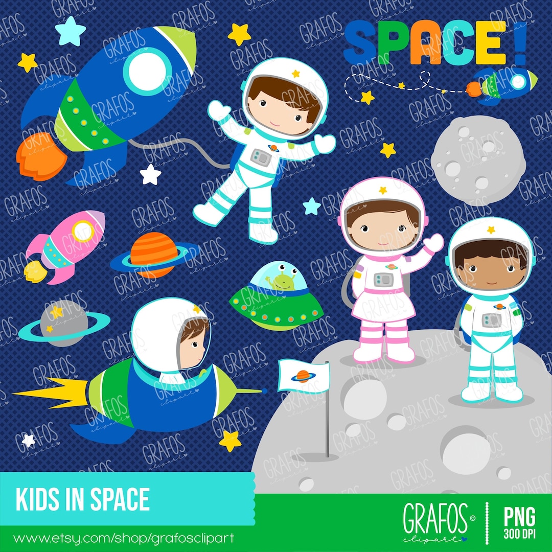 KIDS IN SPACE - Digital Clipart Set, Space Clipart, Astronauts Clipart ...