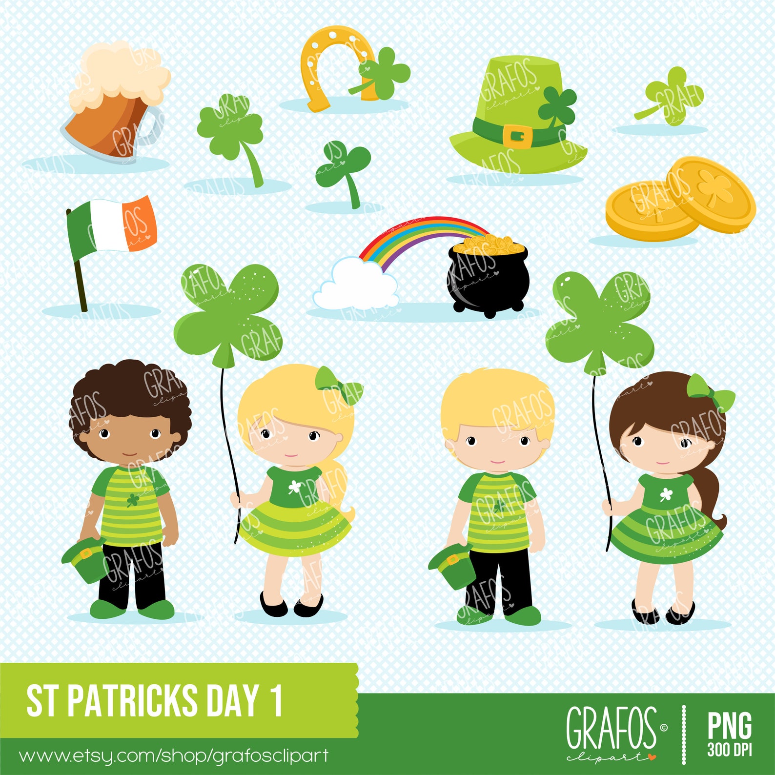 St Patricks Day Clipart Set – 26 PNG Graphics (digital Download) - Etsy