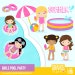 GIRLS POOL PARTY Digital Clipart Set Pool Clipart Summer | Etsy