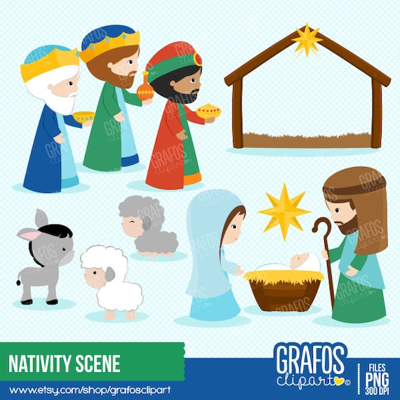 NATIVITY SCENE - Digital Clipart Set, Wise Men Clipart, Nativity ...