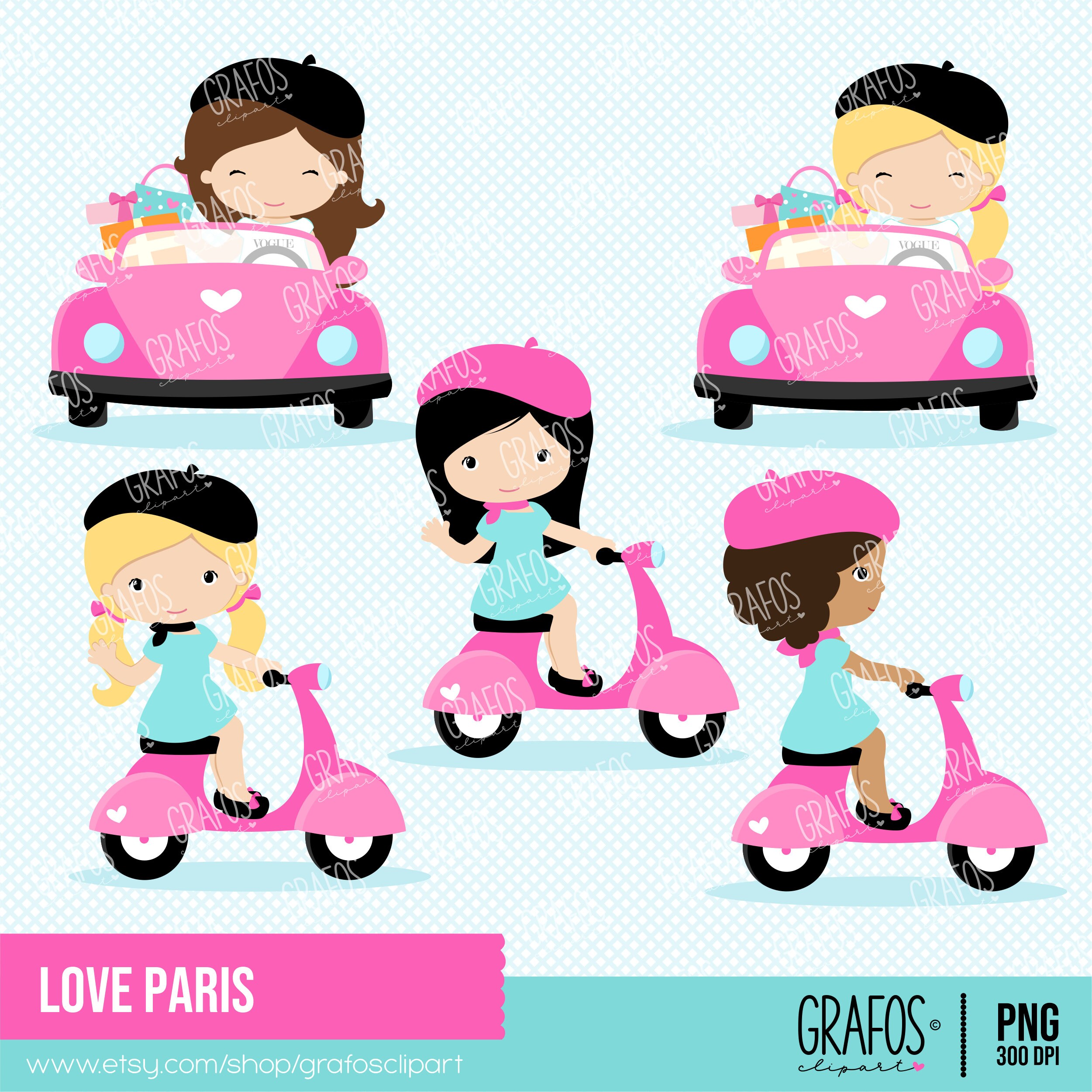 LOVE PARIS Digital Clipart Set Paris Clipart Eiffel Tower - Etsy UK