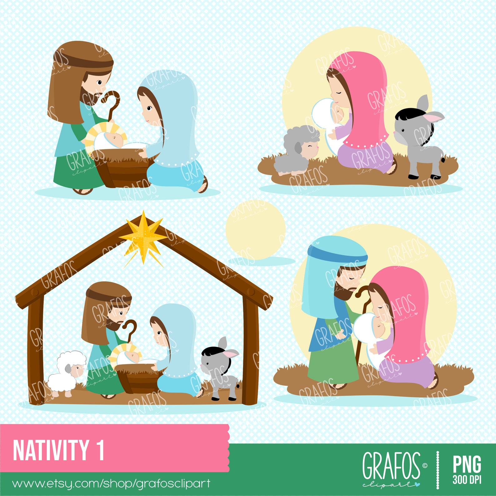 NATIVITY 1 Digital Clipart Set Nativity Clipart Christmas - Etsy