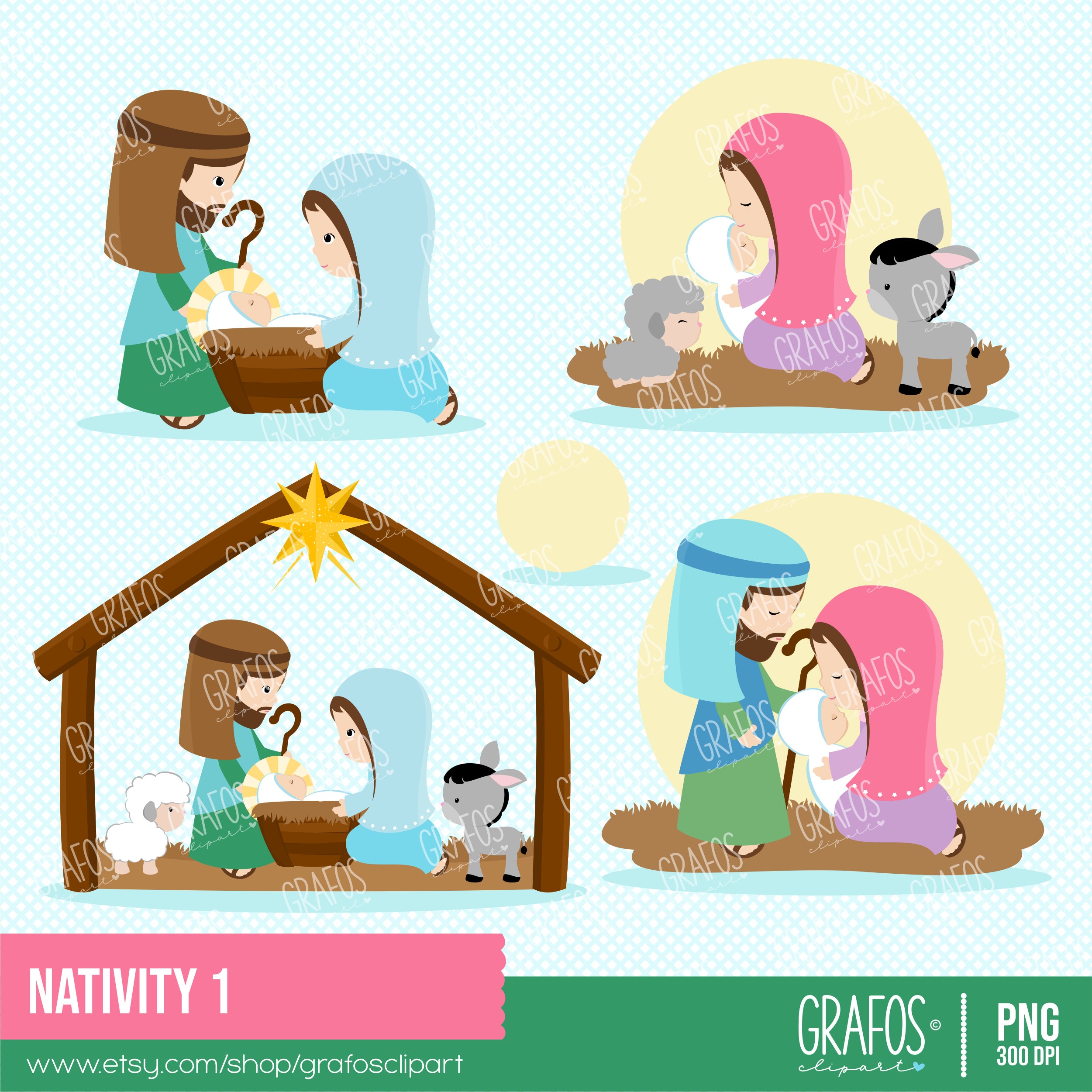 NATIVITY 1 Digital Clipart Set Nativity Clipart Christmas - Etsy