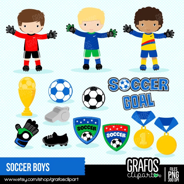 SOCCER BOYS Digital Clipart Set Soccer Clipart Play | Etsy