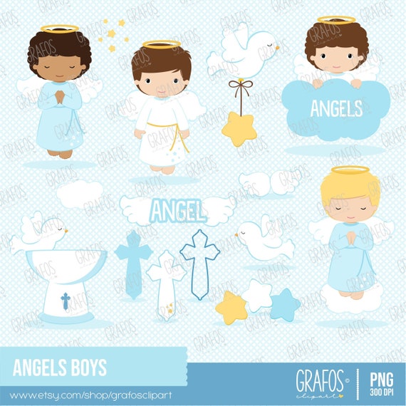 ANGELS BOYS Digital Clipart Set Angels Clipart Baptism - Etsy